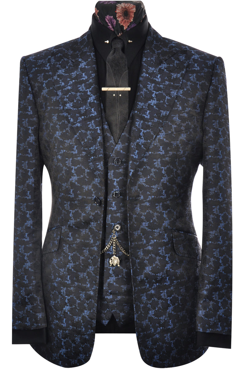 The Townsend Black Blue Pattern Suit – William Hunt Savile Row